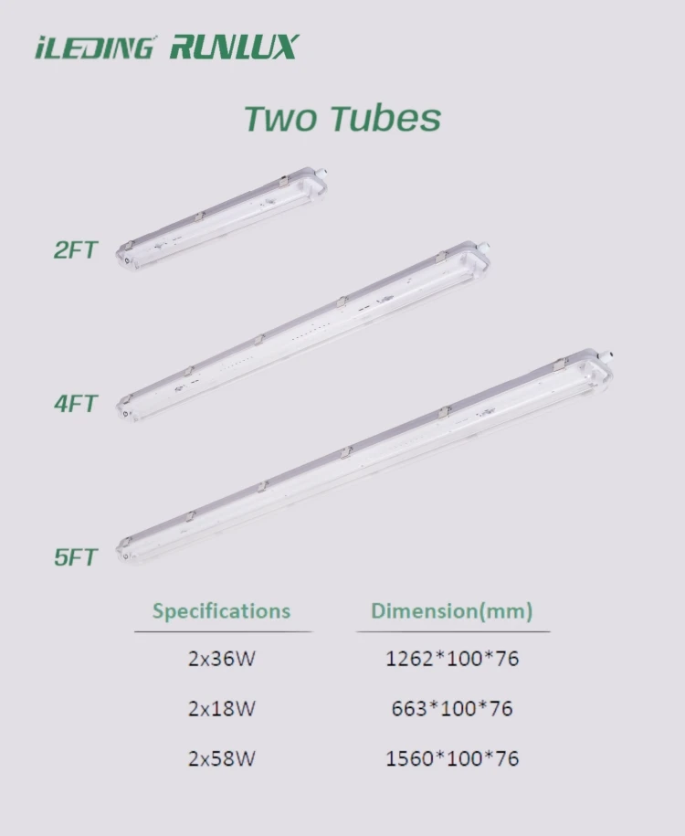 2FT 4FT 5FT T8 LED Tube Fluorescent Lights - Tri-proof