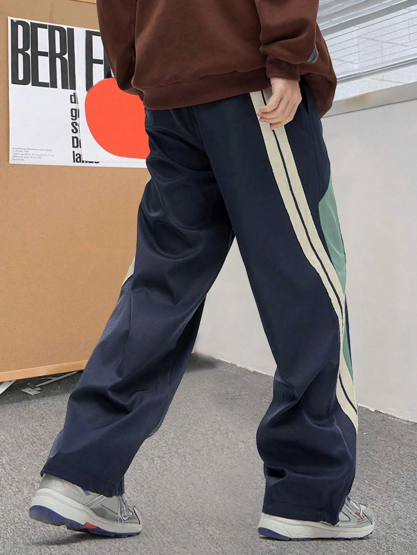 Custom Loose Sport Patchwork Pants Windbreaker Waterproof Track Baggy ...