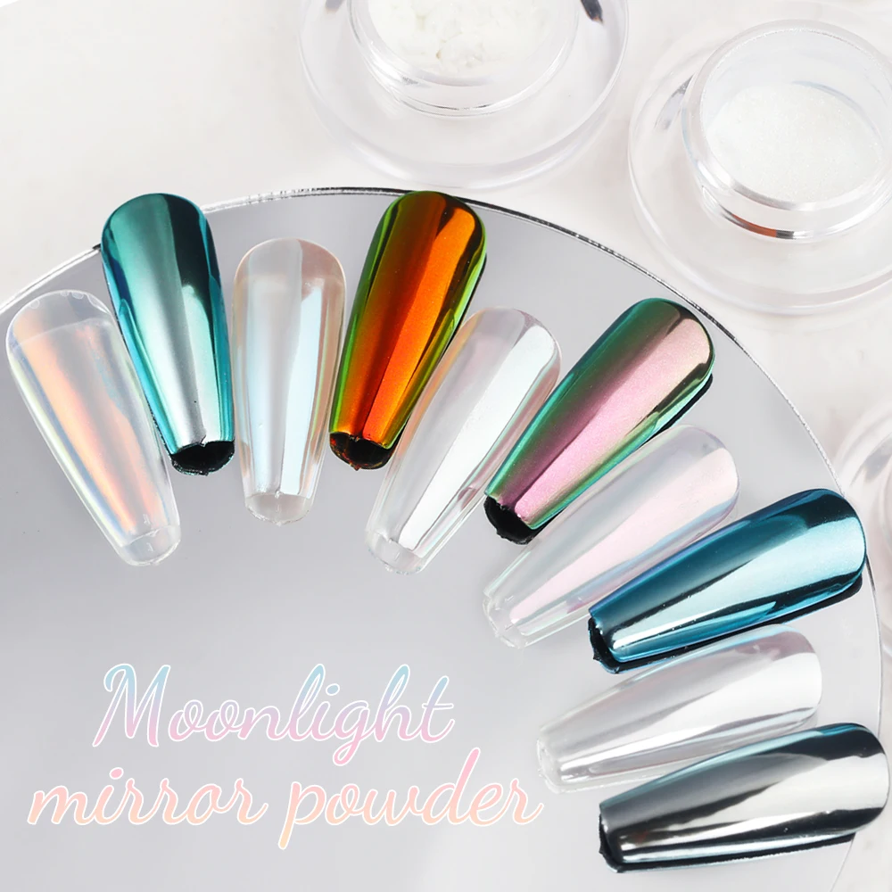 ZRKGEL New fashion free sample 7 colors moonlight nail mirror powder ...