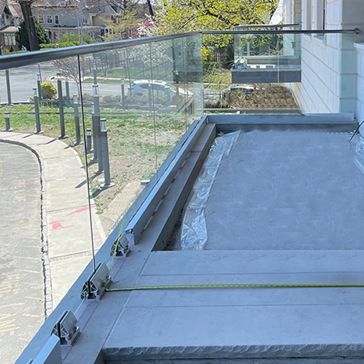 Deck Aluminum U Channel Railing Fence Clamp Base Shoe Glass Railing ...