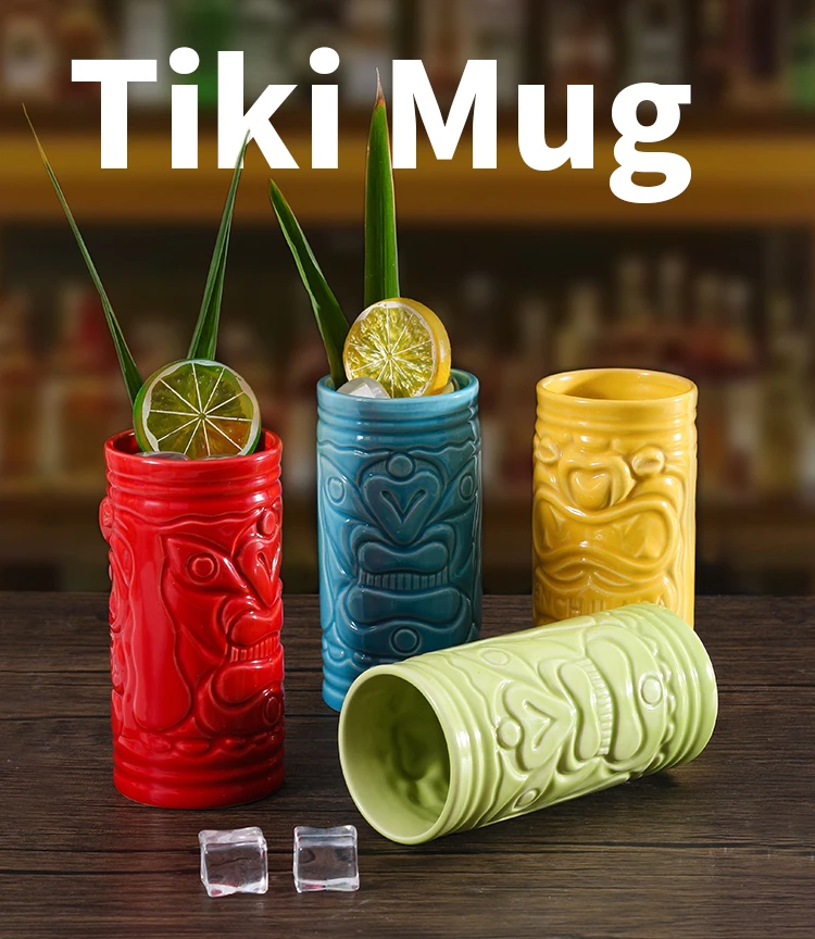 Vintage Custom Colored Tiki Mugs - Perfect for Parties