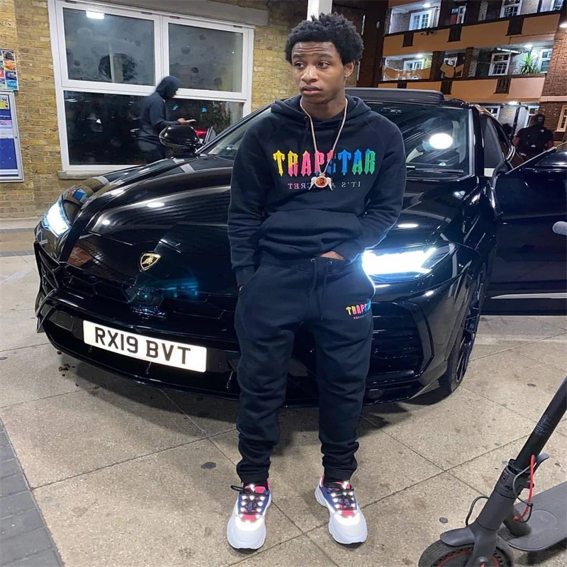 Trapstar Hoodie Rainbow Alphabet Casual Tracksuit Chenille Decoded High ...