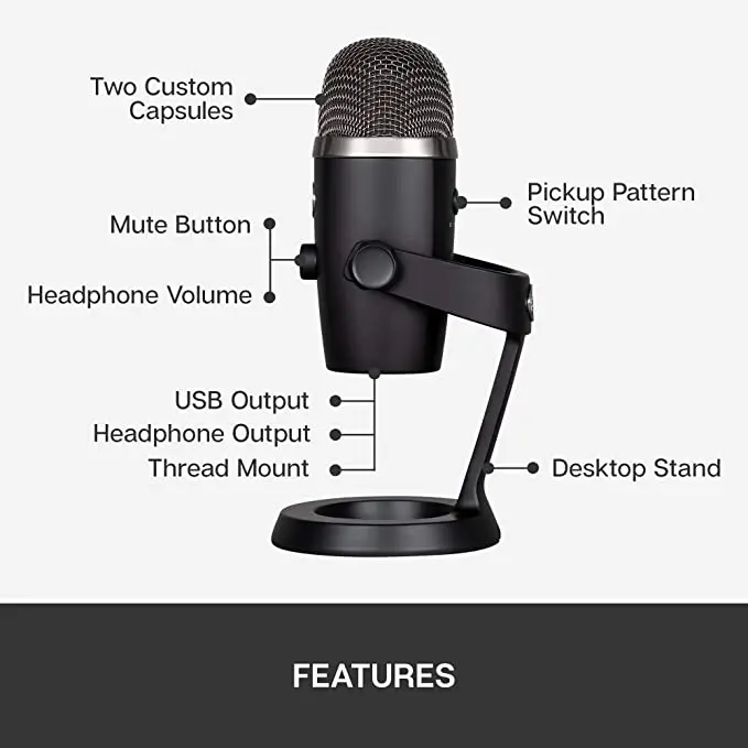 Logitech Blue Yeti Nano Usb Microphone Computer Professional Condenser ...