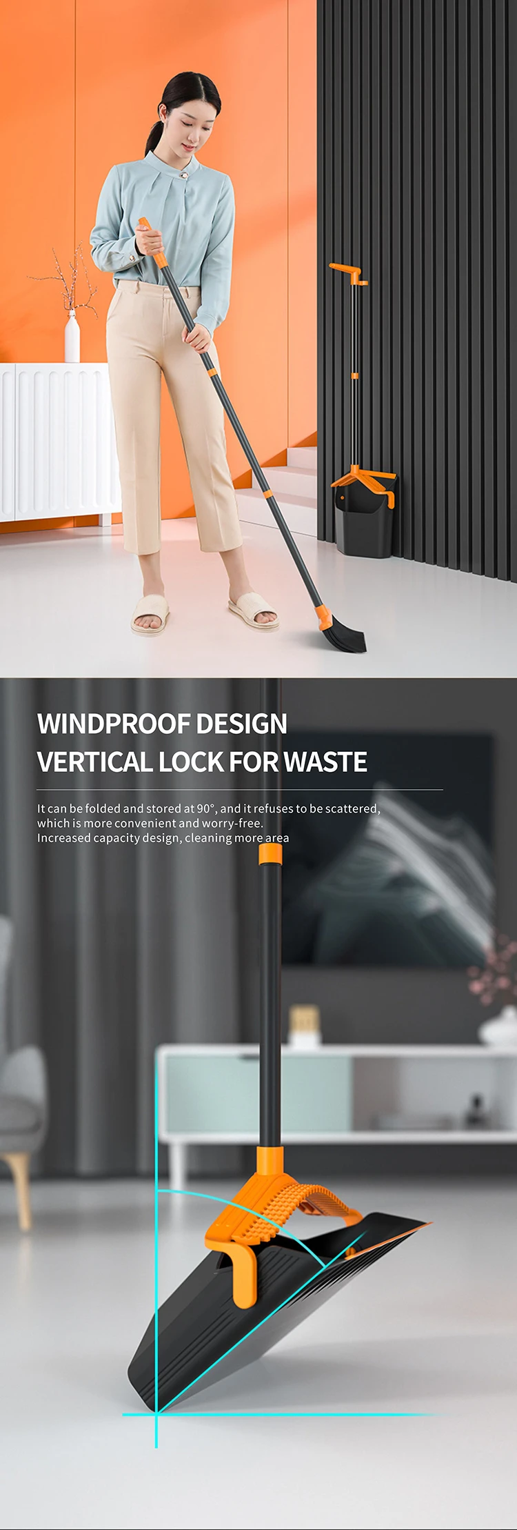 2023 Hot Sale Foldable Brooms And Dustpans Vertical Floor Cleaning ...