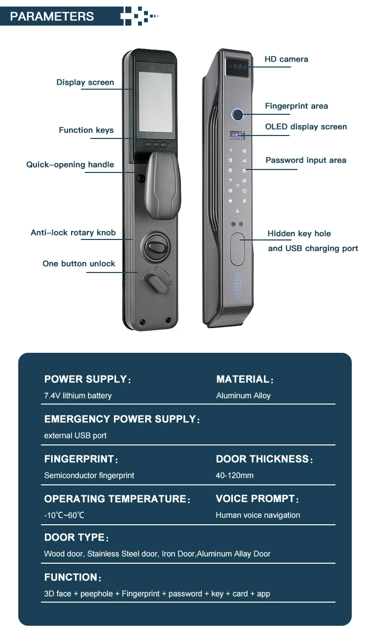 Auto-locking Mechanism Fingerprint 3d Face Recognition Lock Door Lock ...