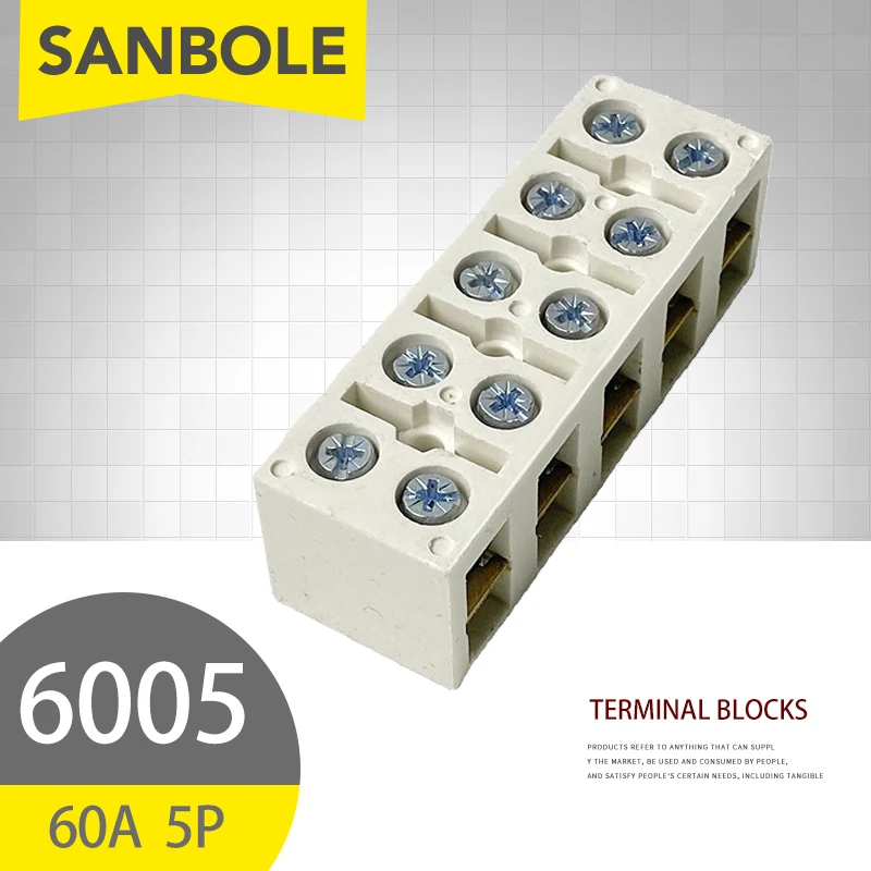 60A/5P Terminal Blocks Fixed Type Resin Insulation Base Connection ...