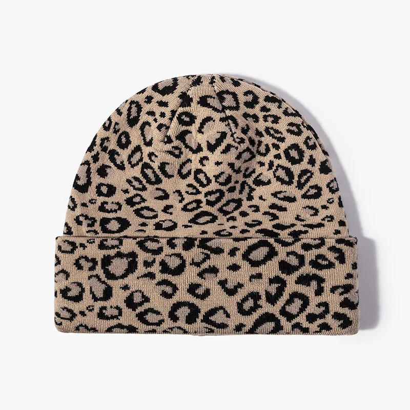 Unisex Logo Jacquard Leopard Beanie With Woven Label New Style Knitted ...