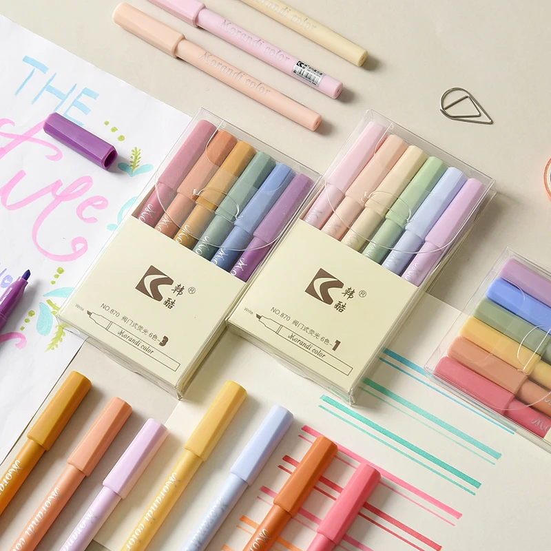 set Cute Kawaii Korean Marker Pen Fancy Highlighter Pen Fluorescent ...