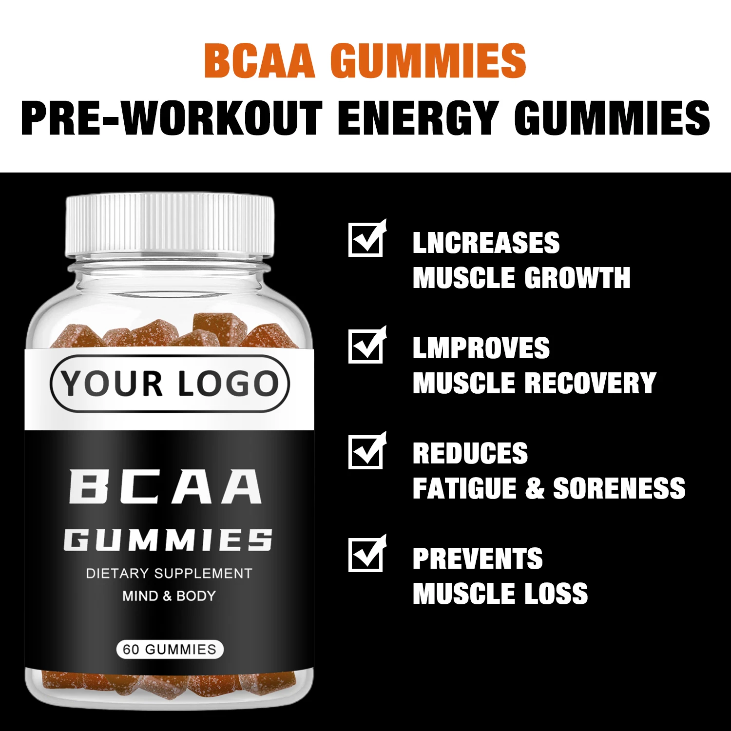 BCAA Pre Workout Gummy Energy BCAA Gummies for Muscle Growth| Alibaba.com