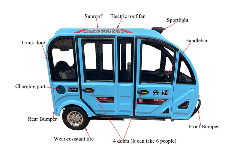 Manufacturer Customization Enclosed Electric Tricycle