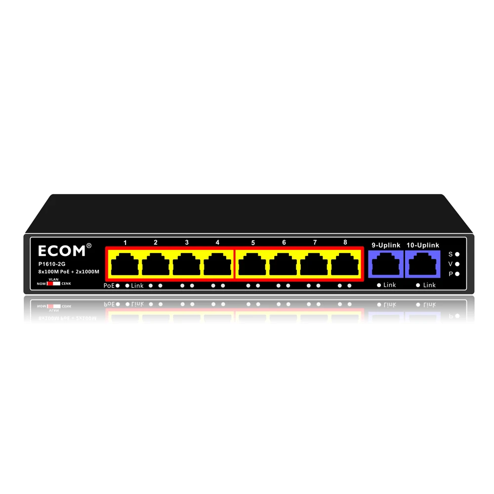 Ecom P1610-2g 8*100mbps Poe Ports +2*1000m Uplink Rj45 Ports Support ...
