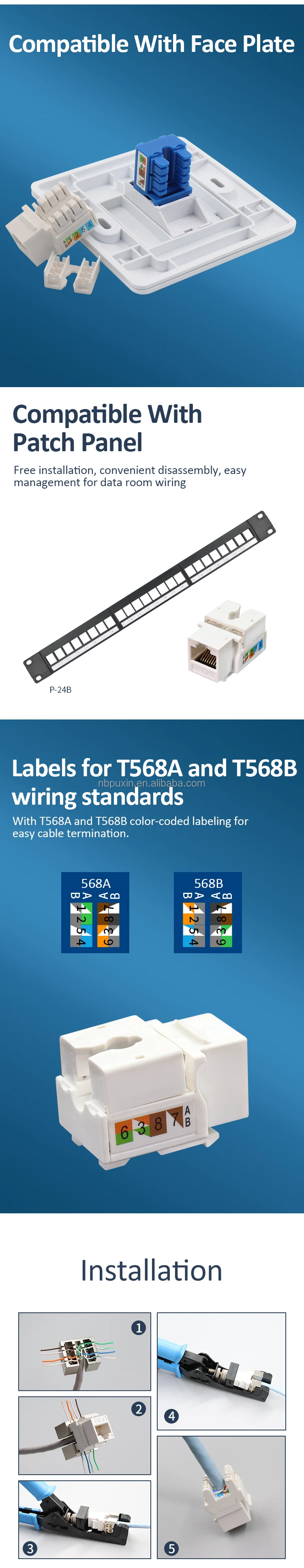 Rj45 Cat6 Punch Down Unshielded keystone jack UTP Cat6 8P8C RJ45 CAT5e Cat.6 Network Keystone ...