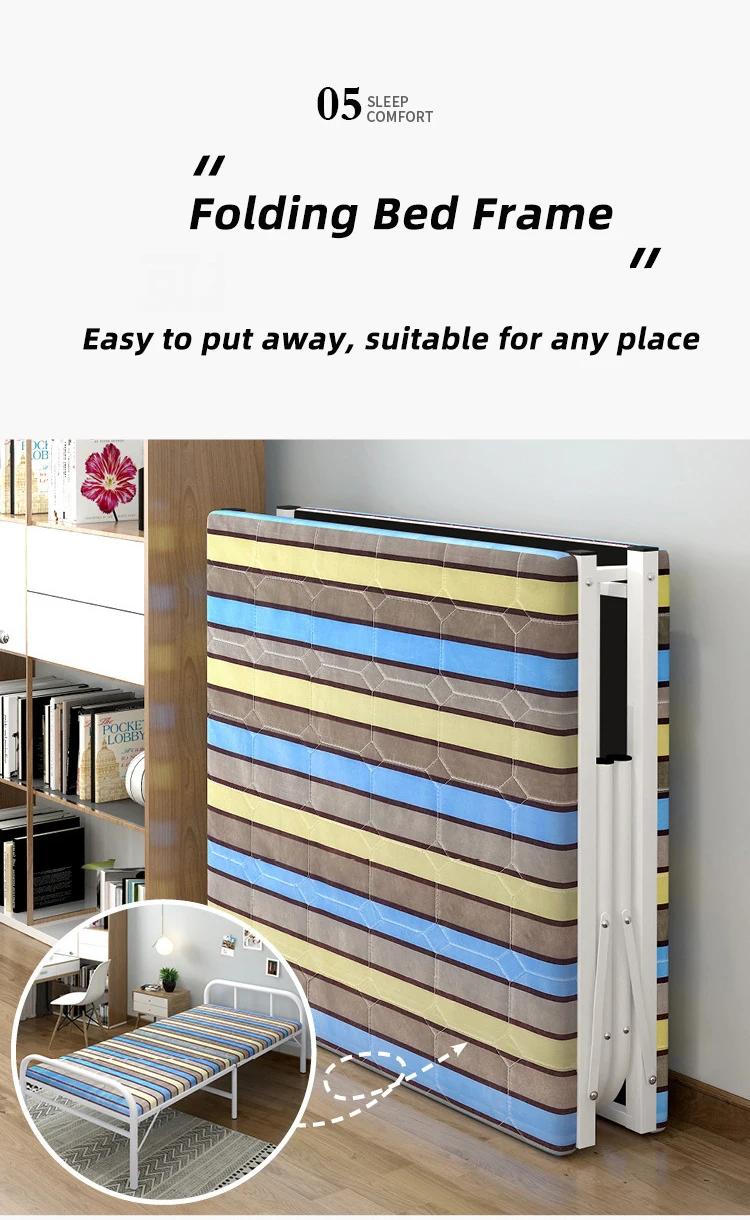 Health Protection Metal Folding Bed Frame Foldable Space Saving Single ...