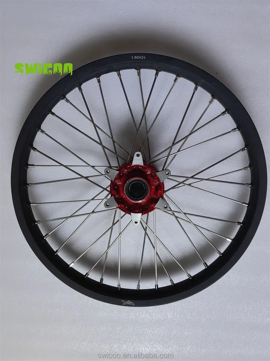 21" Cast Rear Wheels 1.6x21 Aluminium Rims Red Hubs Black Rims Silver ...