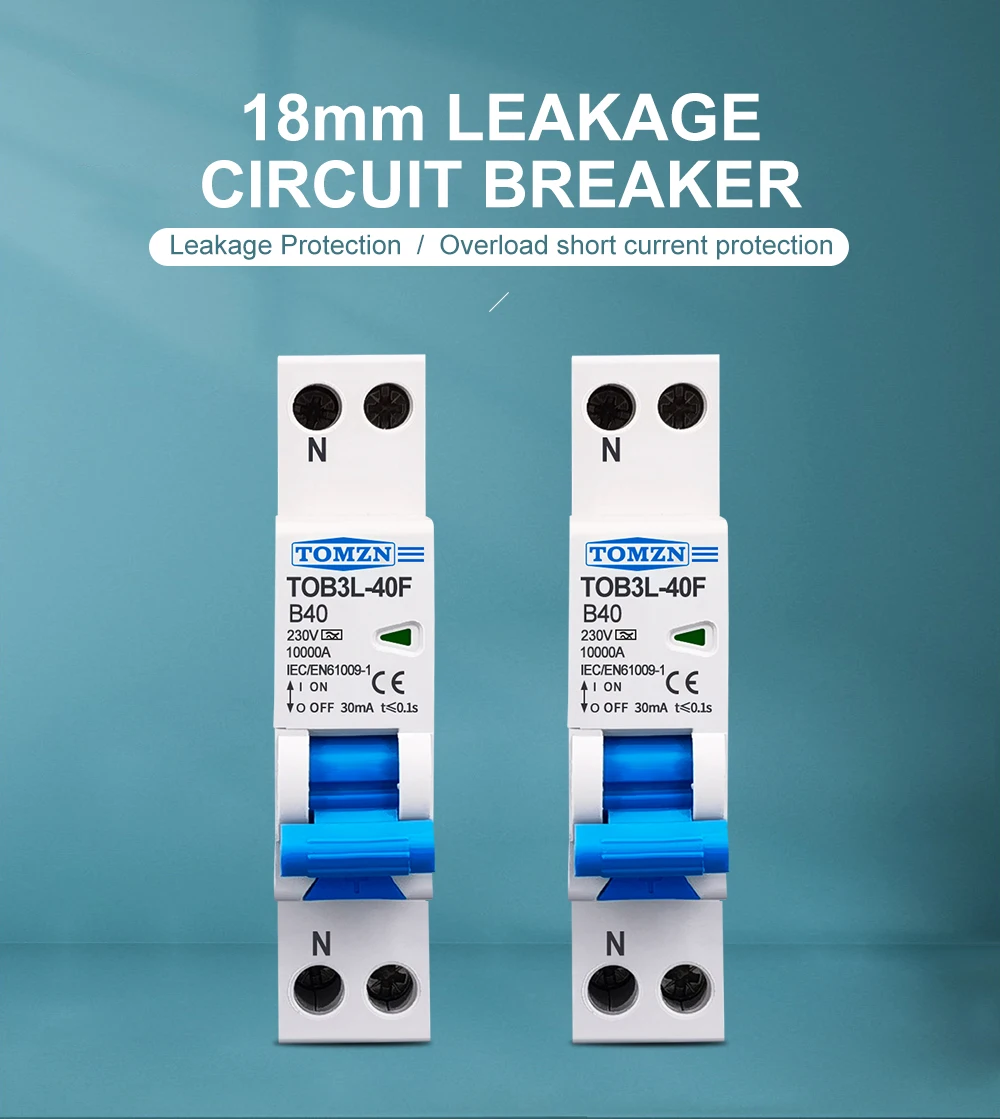 A Type B Curve Rcbo 1p+n 10ka Overcurrent Protection Circuit Breaker - Oem