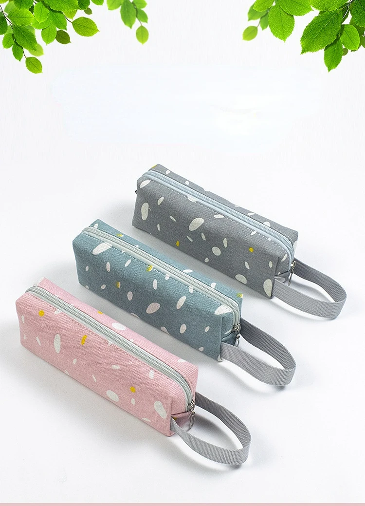 Fresh Simple Raindrop Large Capacity Canvas Pen Bag Creative Student ...