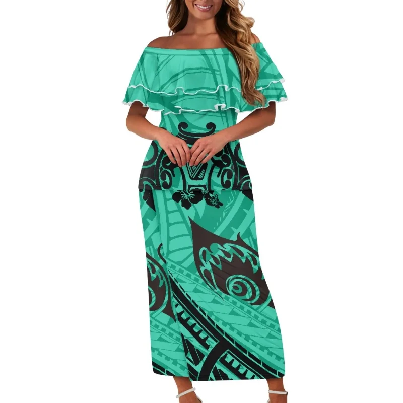 Maori Polynesian Tribal Custom Puletasi Green 2 Pcs Elegant Women's ...
