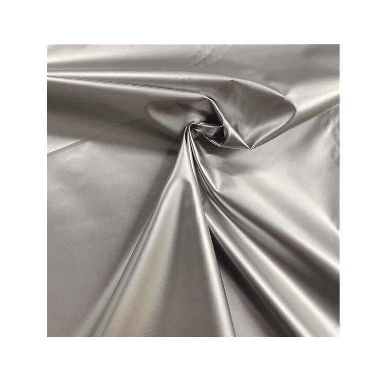 Water Resistant Blackout Shiny Silver Coating Polyester Taffeta Fabric ...