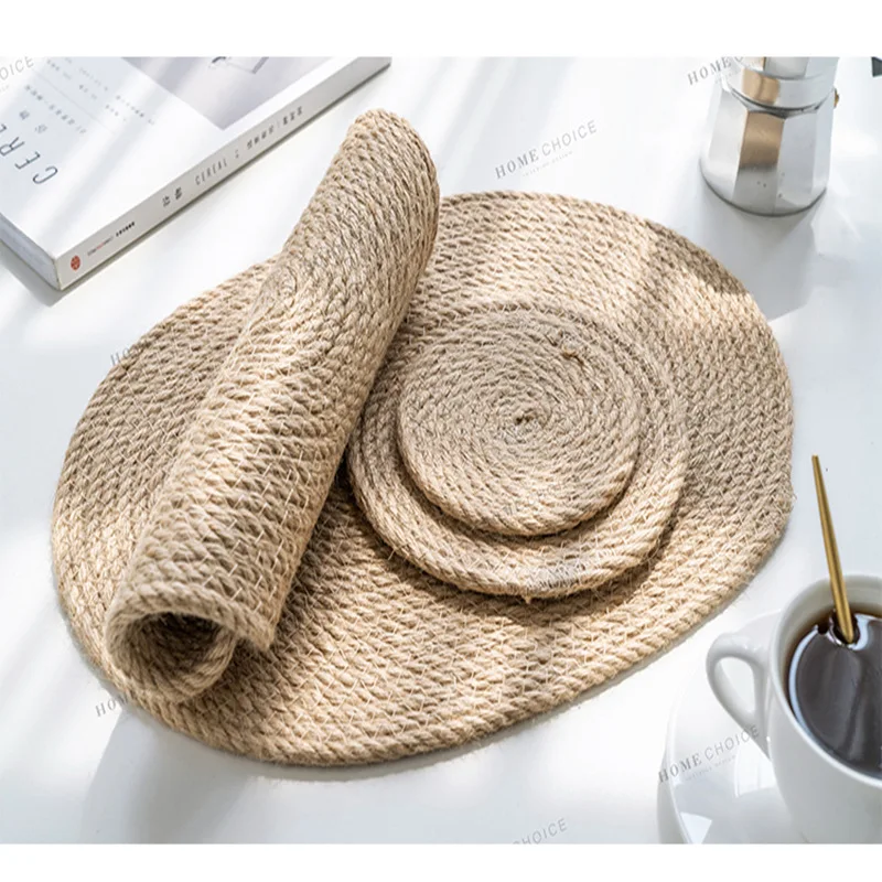 Homechoice Rattan Cup Coasters Dining Table Mat Heat Insulation Holder ...