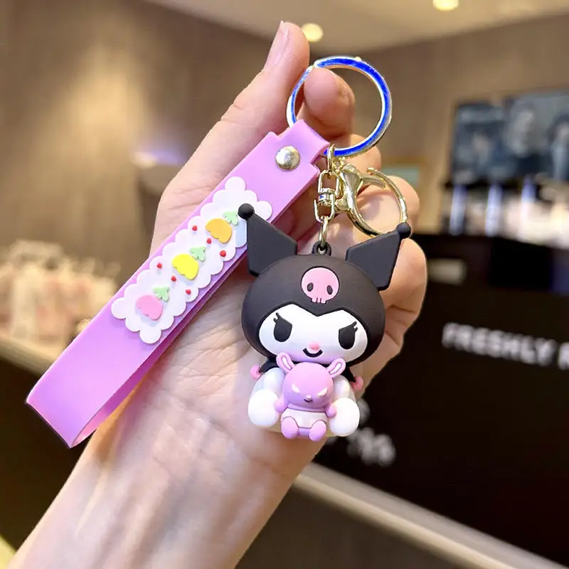 Wholesale Sanrio Kuromi Melody Cinnamoroll Keychains Cute 3d Sakura ...