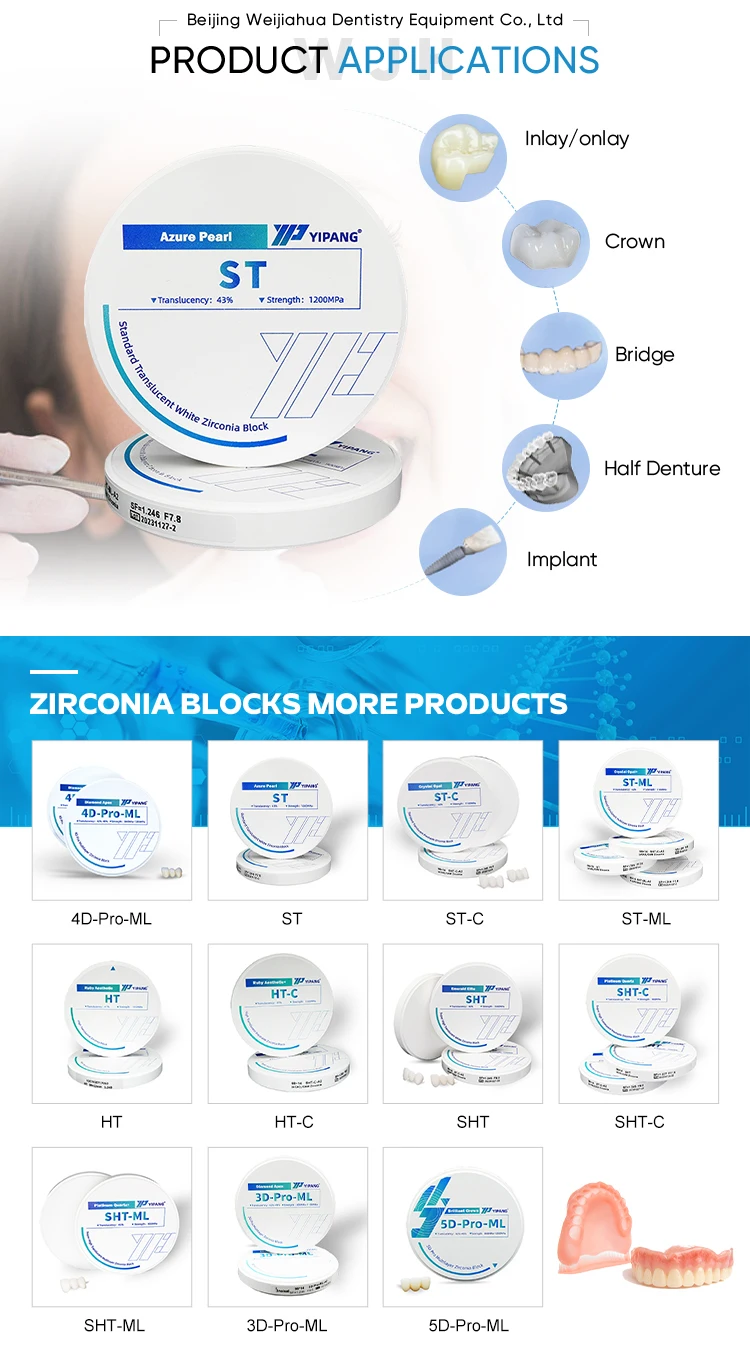 YIPANG High Translucent Zirconia Blanks - White Dental Zirconia Block ST