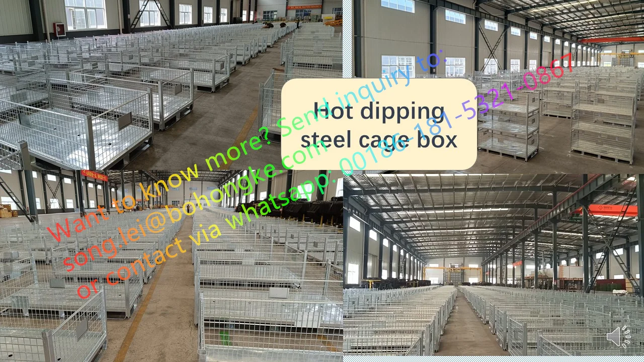 Bhk71 Stacking Warehouse Steel Pallet Wire Mesh Container Trolley Cage ...