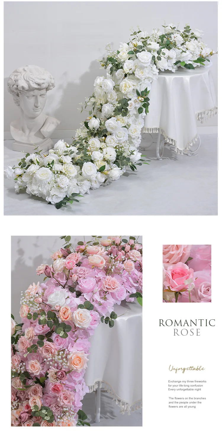 Season 2m Long Rose Flower Runner Wedding Artificial Flower Backdrop ...