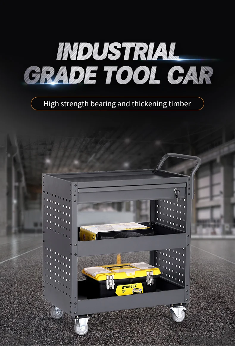 Steel 3 Shelf Mechanical Tool Cart Garage Storage 3 Layer Mechanic ...
