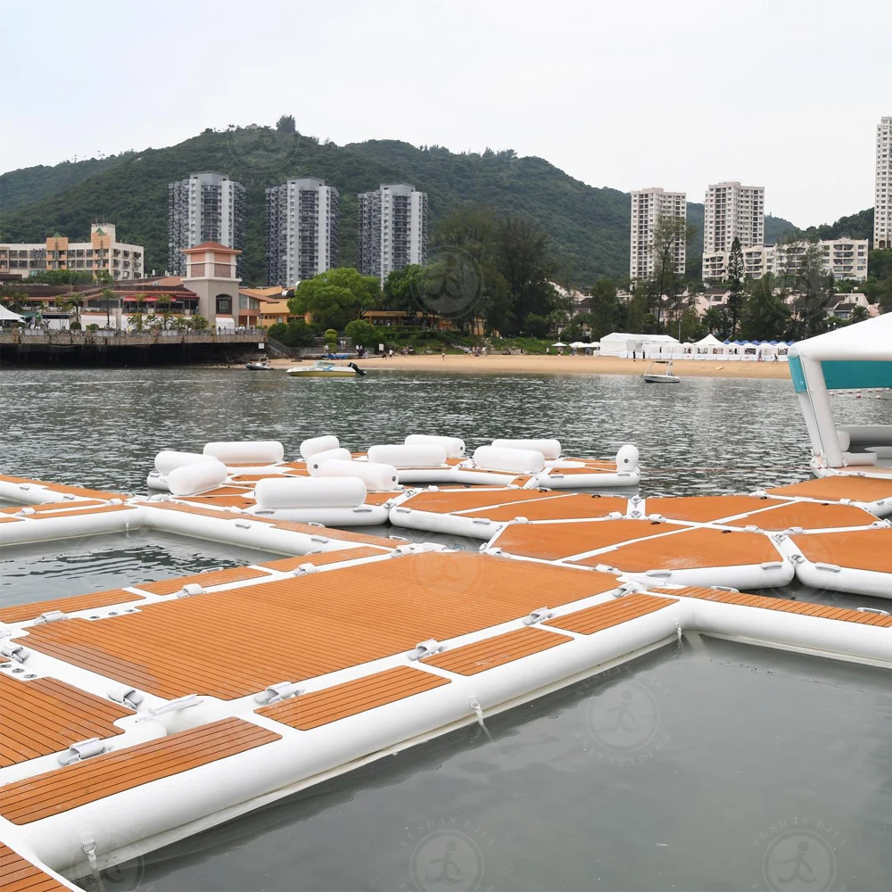 Hexagonal Floating Dock For Sea Party With Mesh Center Non-slip Grain ...