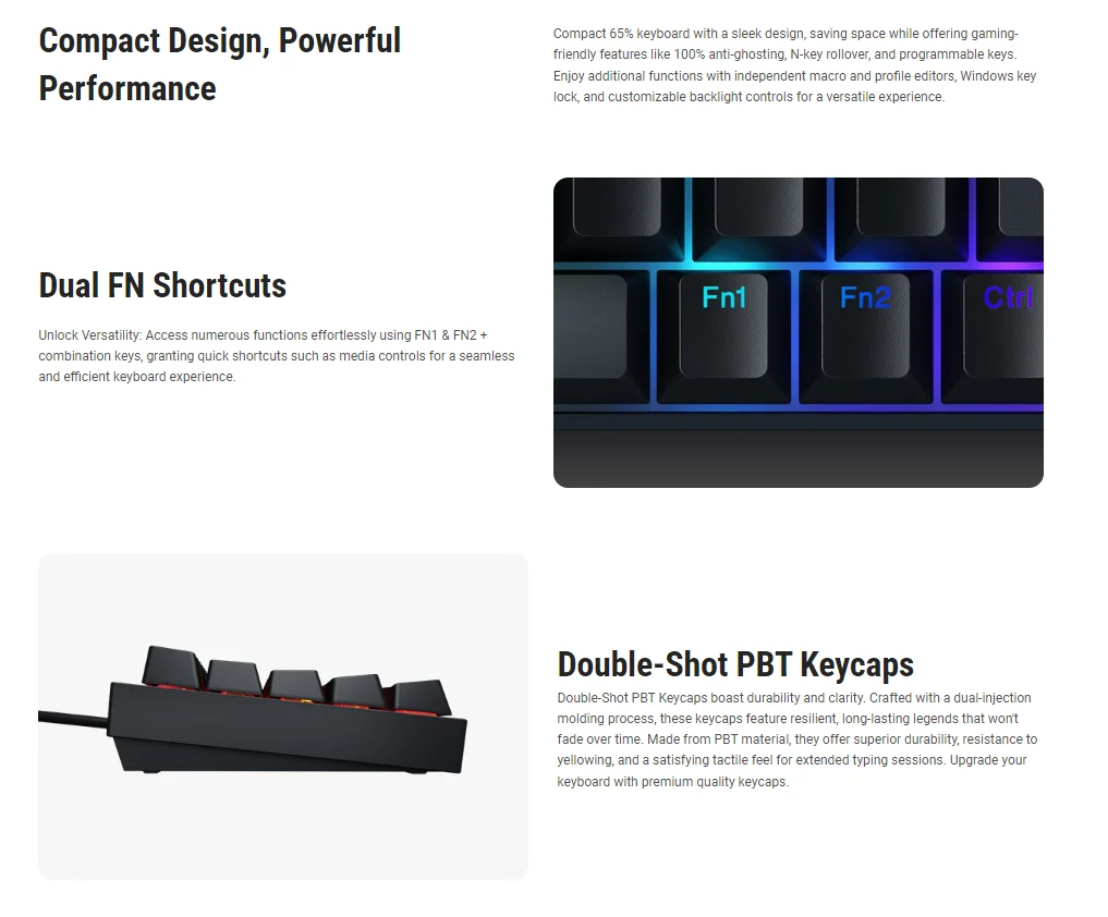 Gaming Keyboard Mechanical For Gamer Durgod Venus 61keys 60% Layout Pbt ...