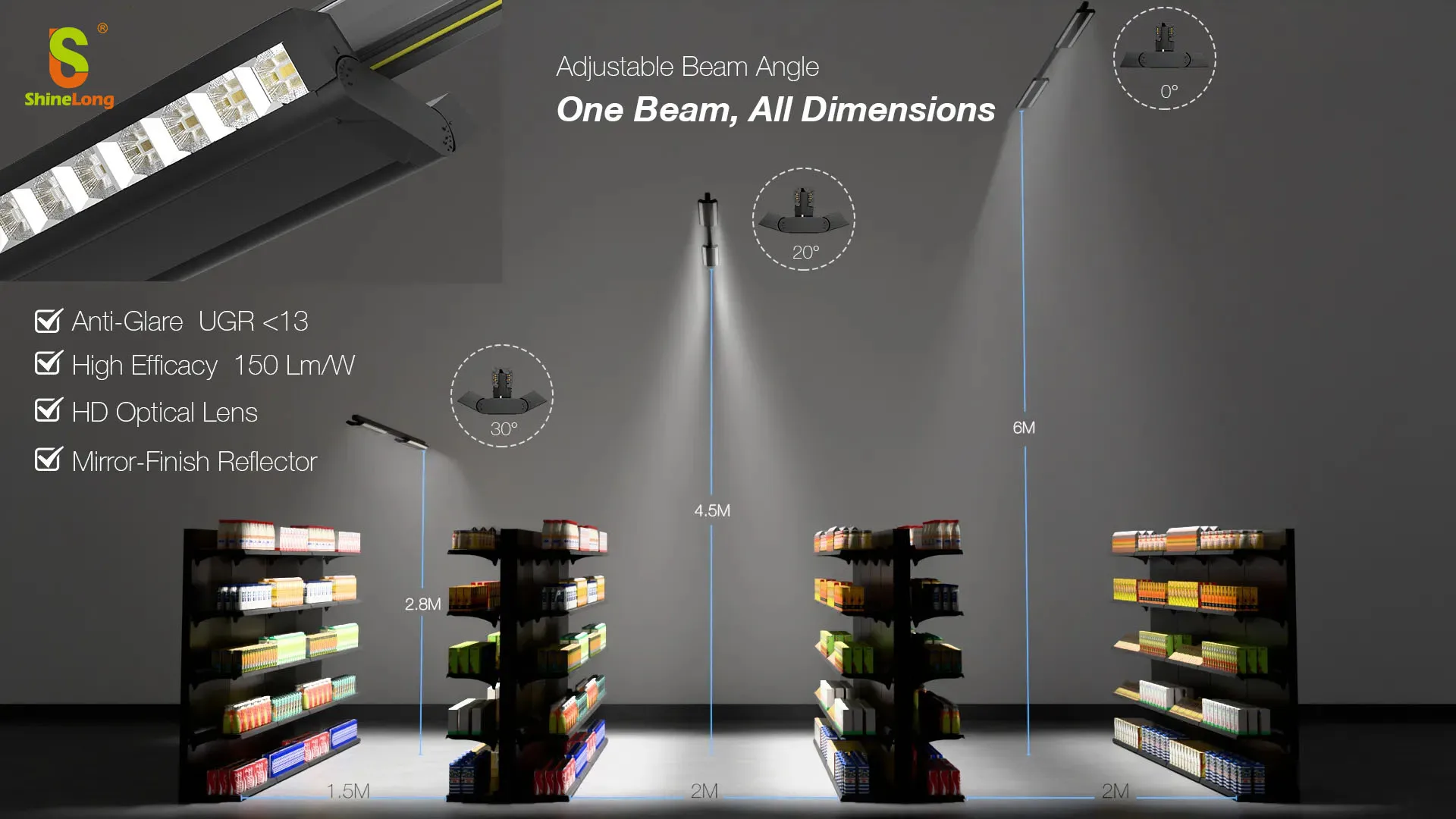 Retail Space Linear Track Light (6-Wire 3-Circuit), 150 Lm/W (UGR>13 ...