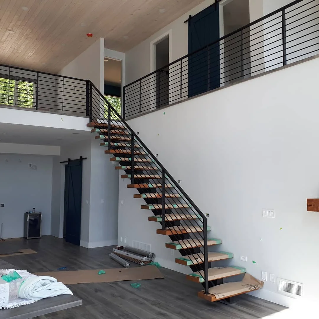 Cbmmart Indoor Straight Single Glass Railing Keel Staircase Simple ...