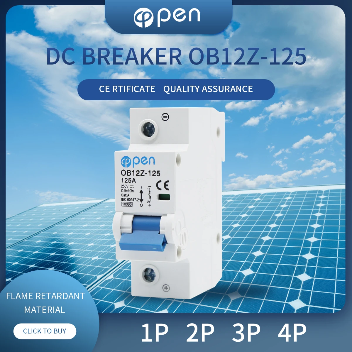 Open Electric Solar Energy PV MCB DC 1000V Mini Circuit Breaker 1P 100A ...