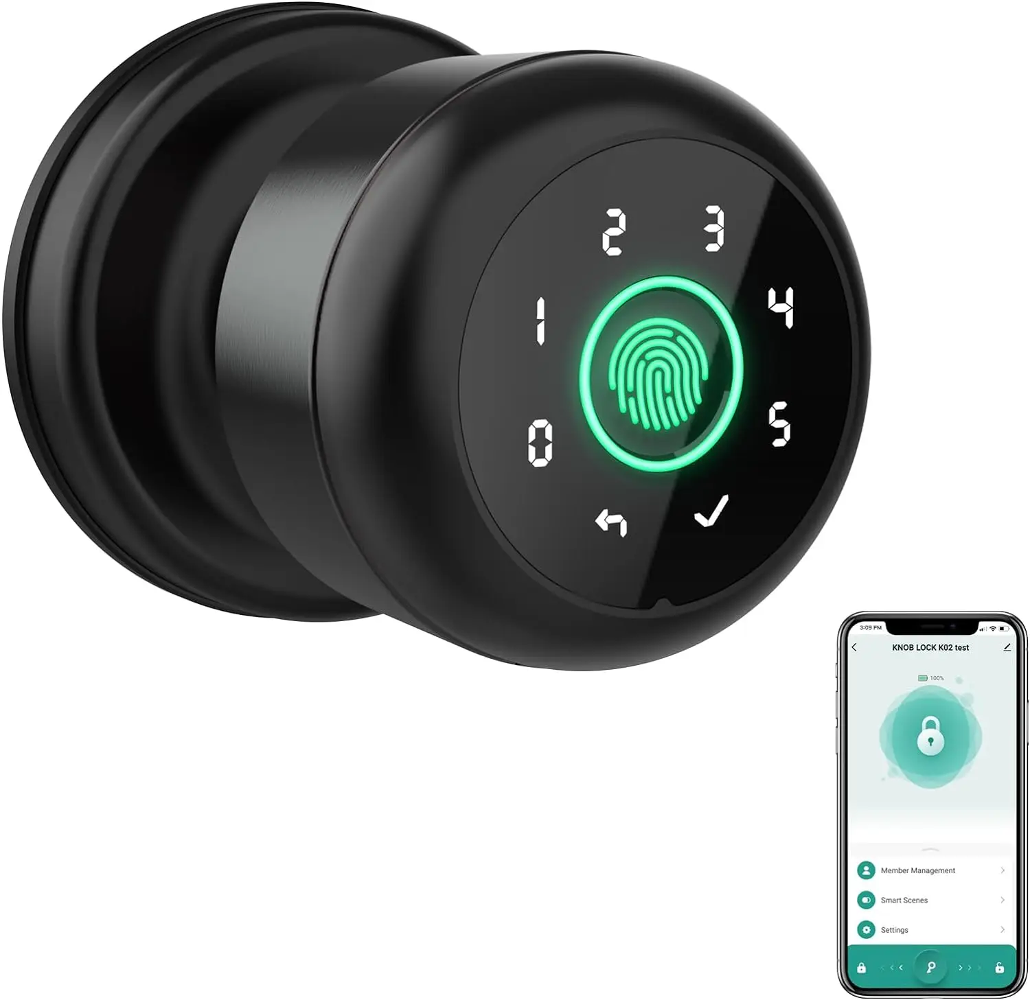 4 in 1 Smart Fingerprint Door Knob With Keypad Door Lock, Biometric ...
