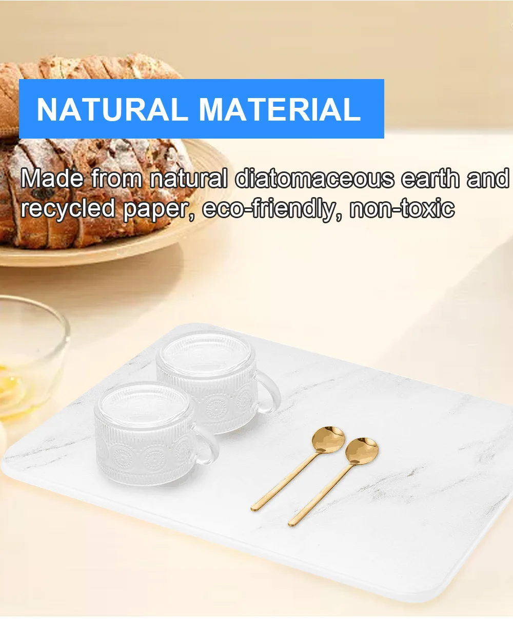 Stone Dish Drying Mats for Kitchen Counter - Absorbent & Stylish