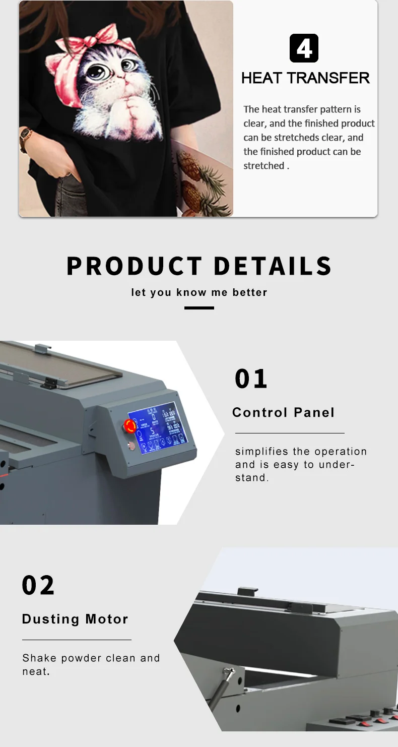 The Model D65 H650 65cm Size Automatic Dtf Printer Powder Shaker For I3200 2-4 Heads Dtf Machine ...