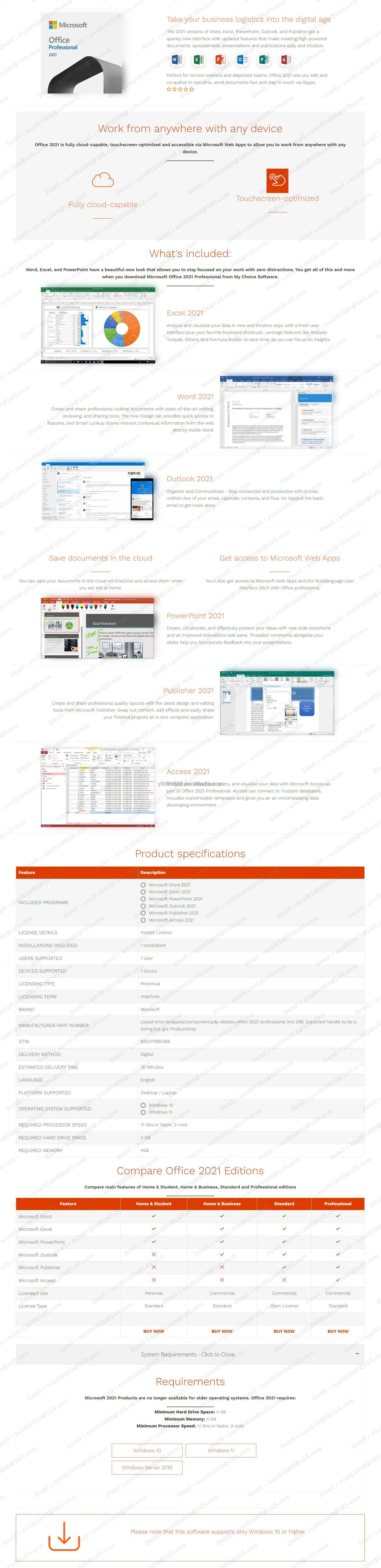 5 User Office 2021 Professional Plus Digital Retail Code 100% Online ...