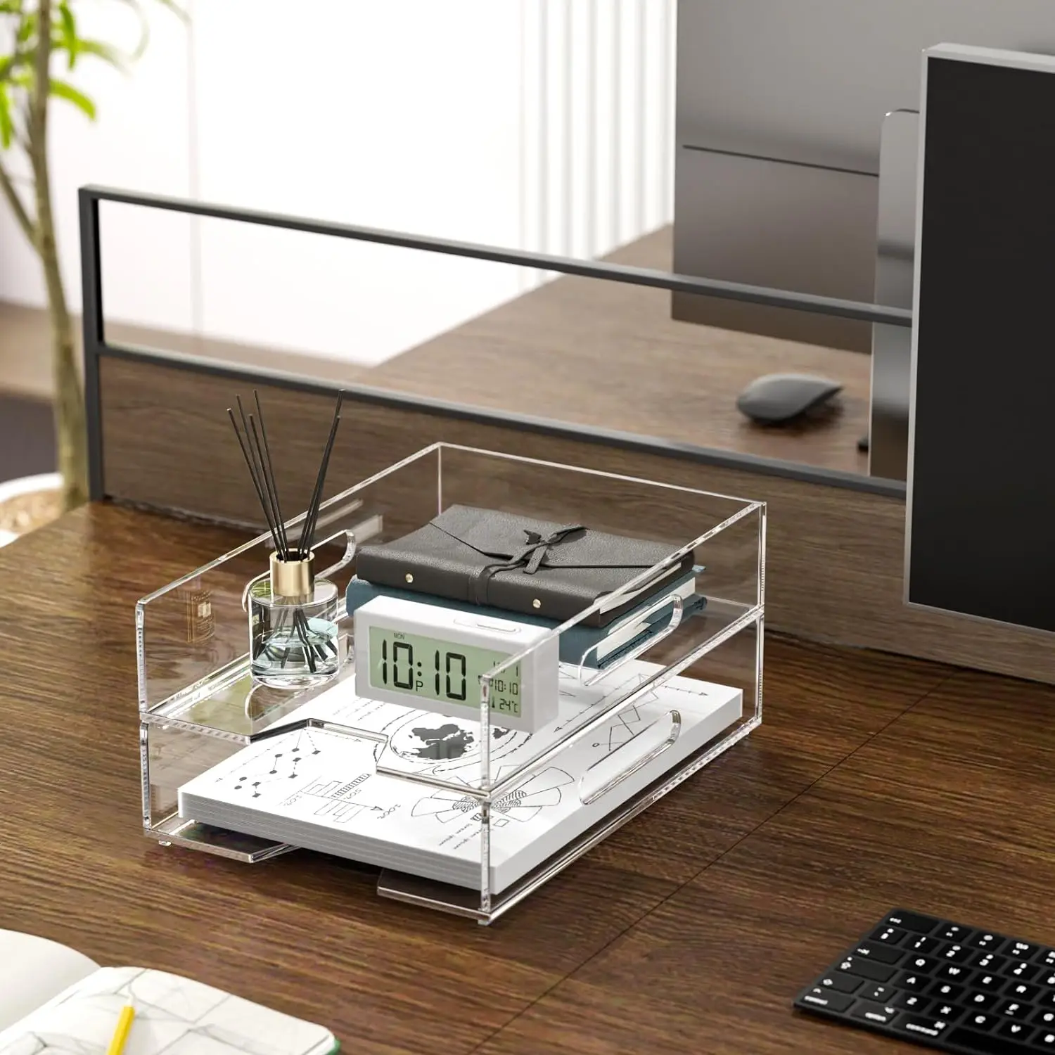 Clear Acrylic Stackable Letter Tray Desk Organizer Multilayer A4 Paper ...