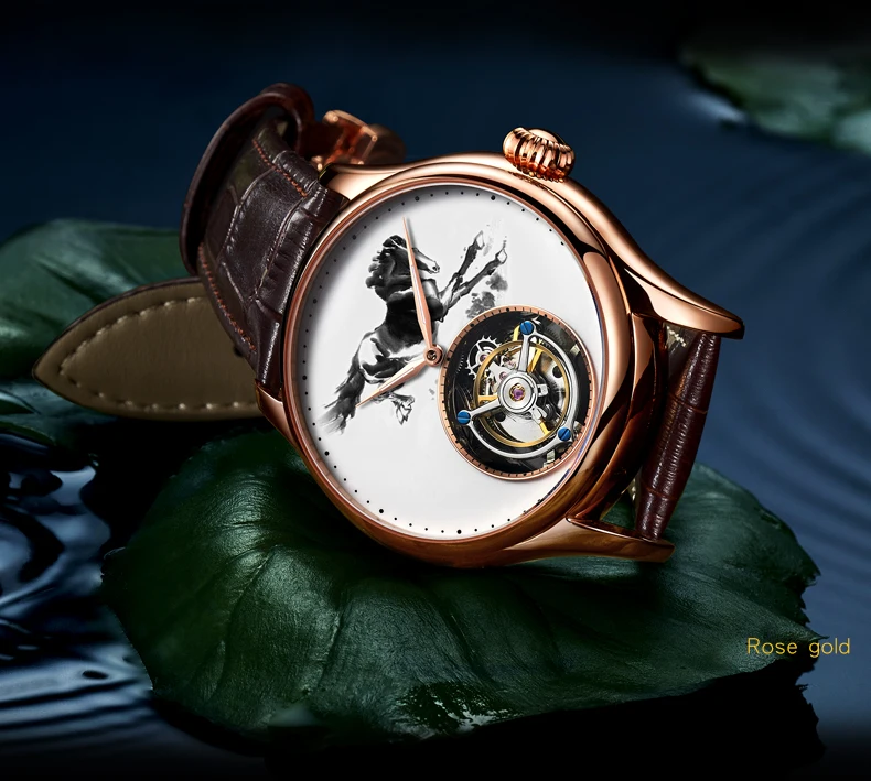 China Tourbillon Watch Zodiac Horse Ink Painting Design Sapphire ...