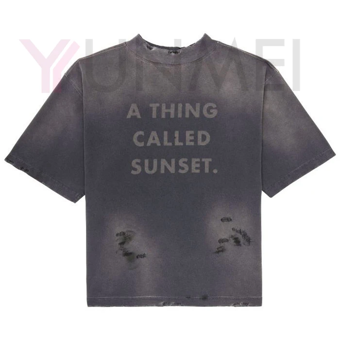 Custom Oversize Acid Wash Sun Fade Bleached Boxy T Shirt
