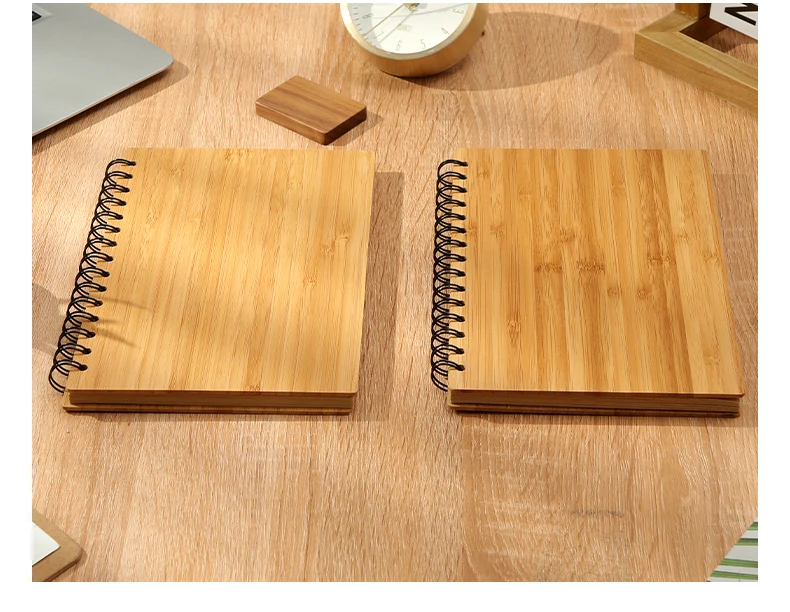 Custom Wooden Cover Spiral Notebook Cagie Wholesale Good Quality Bamboo ...