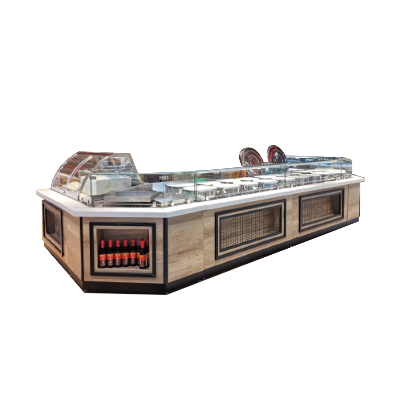 Meat Shop Display Chiller Curved Glass Door Display Cooked Food Meat ...