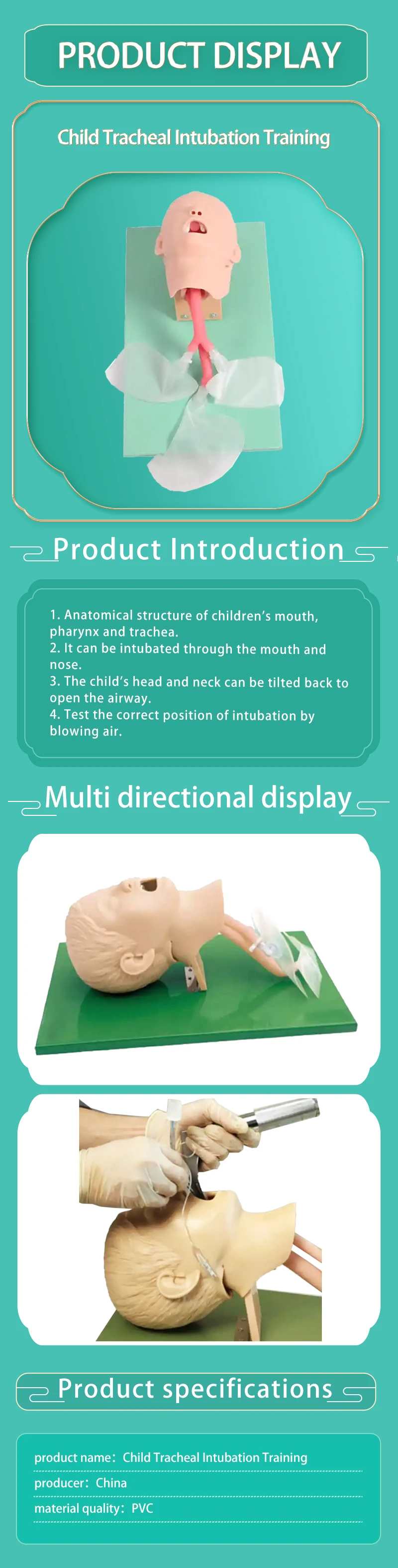 Child Tracheal Intubation Training Simulator Airway Management Nursing ...