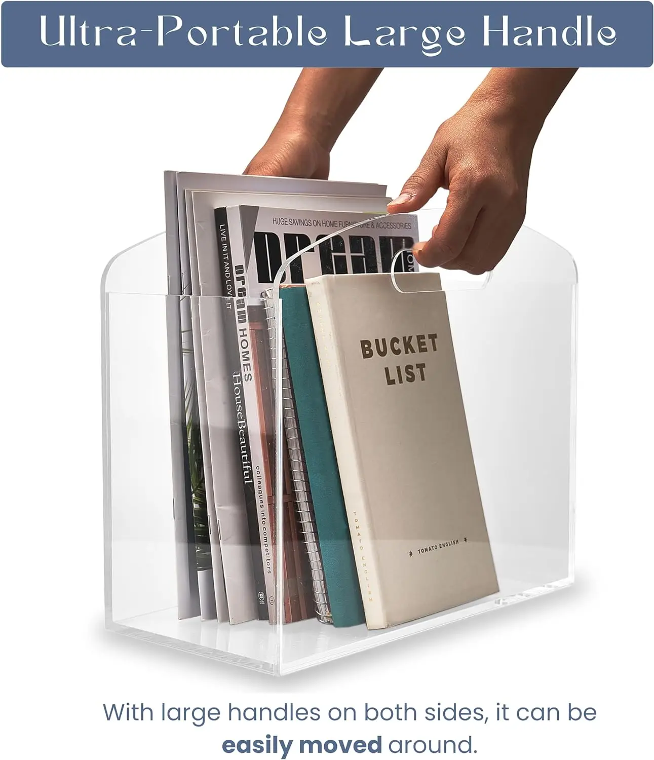 Modern Clear Acrylic Magazine Rack Lucite Newspaper Stand Organizer For ...