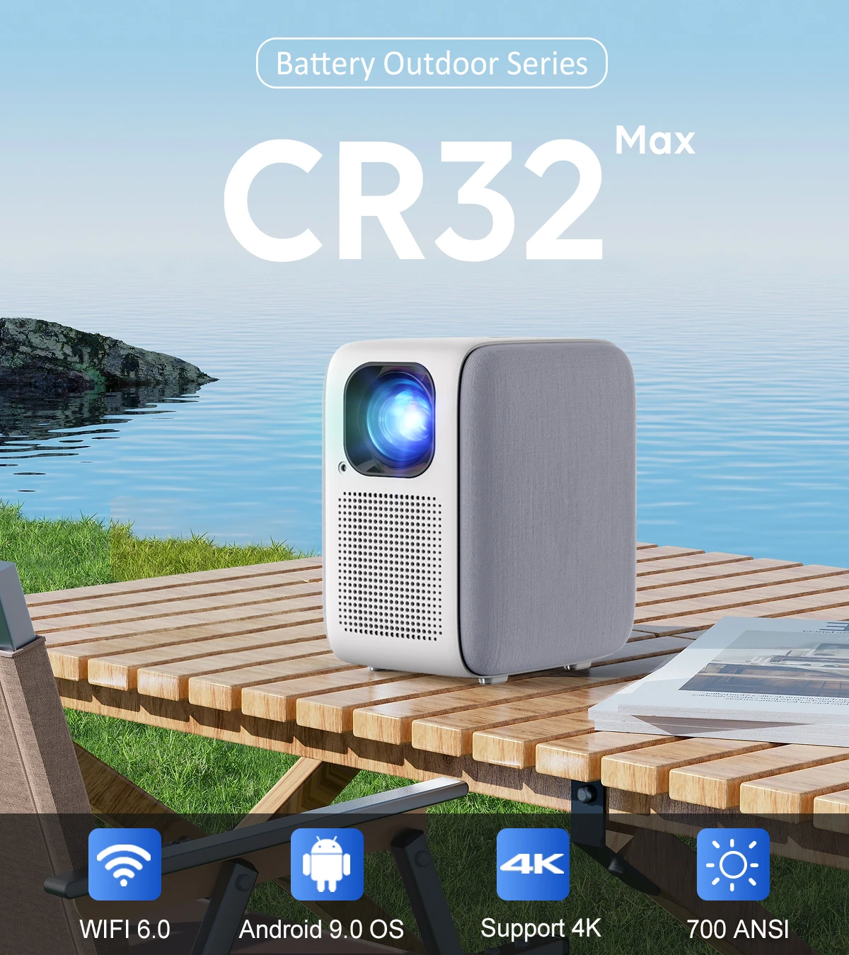 CRE CR32 Smart Mini Projector - Portable 1080P LED Cinema