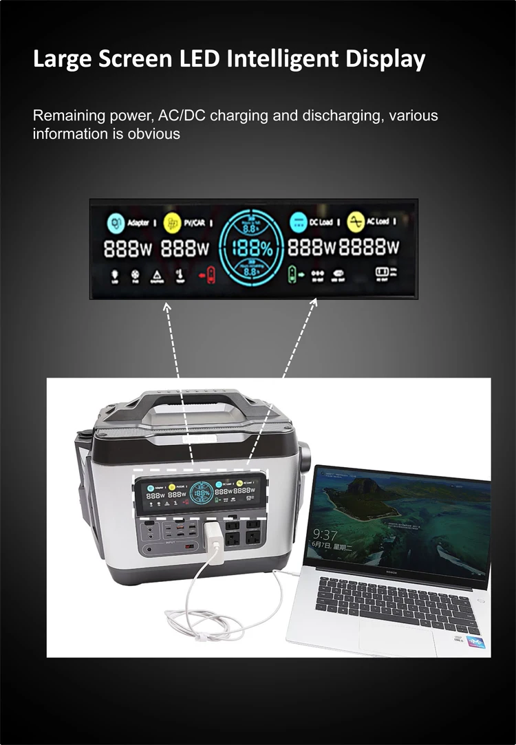 2000w Portable Power Station 110v 220v Lifepo4 Battery Solar Storage ...
