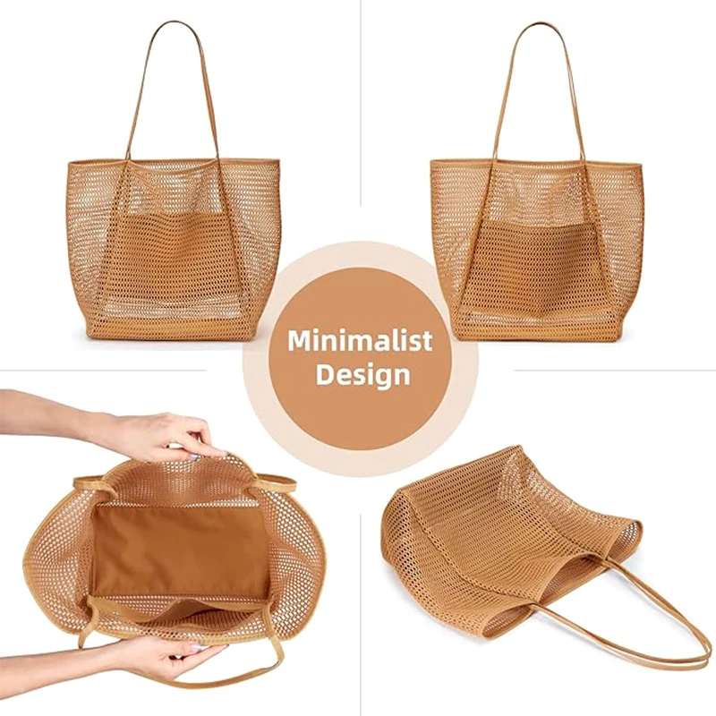 Custom Summer Beach Mesh Tote Bags,Casual Tote Bag Hobo Women Foldable ...