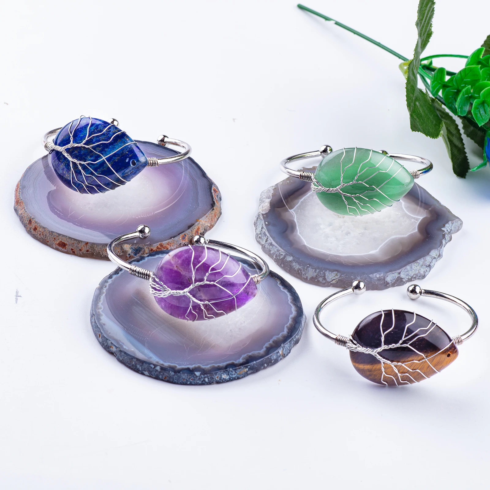 Handmade Water Droplet Crystal Bracelet Healing Crystals Tree Of Life ...