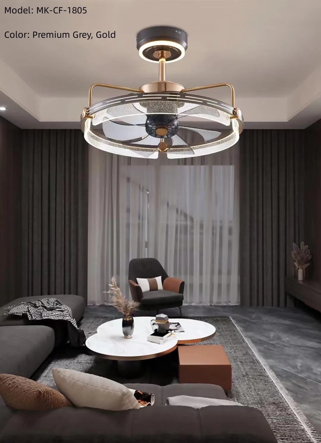 Moken-tech 360 Rotating Ceiling Fan Modern Dimmable Led Lamp With ...