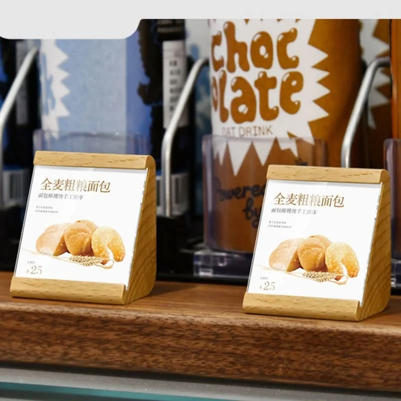 Mini Price Tag Stand Wood Base Data Card Holder Restaurants Dessert ...